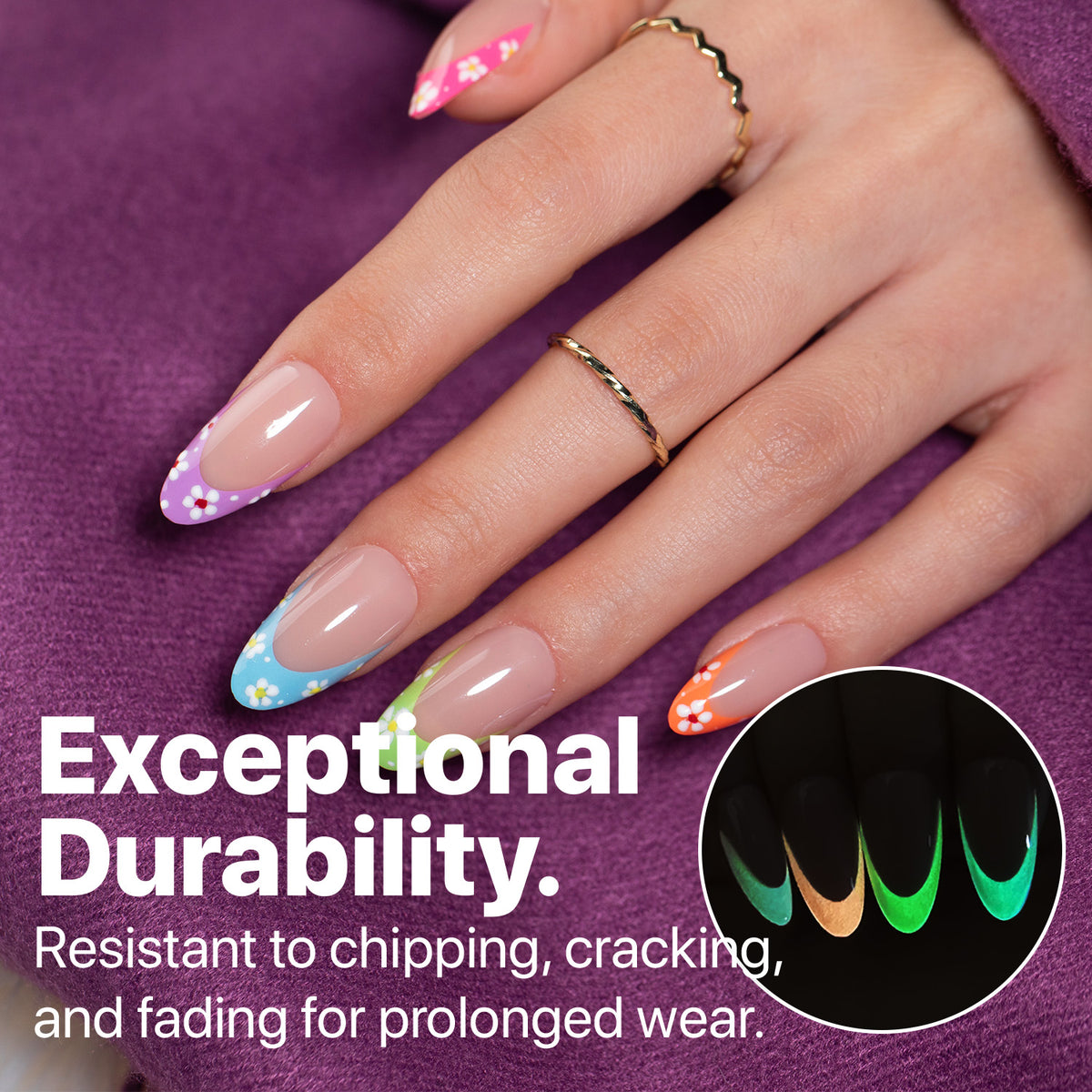 SXC Cosmetics X-Pro Tips French Tip Press On Nails - Bright Pastel Glo