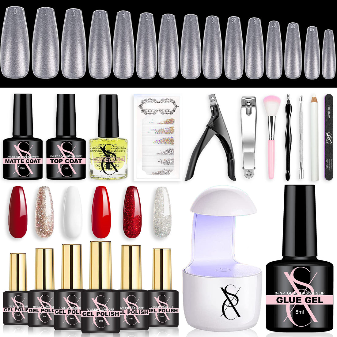 SXC Cosmetics Gel X Nail Polish Kit Red Series 2